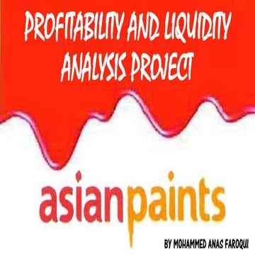 Asian paints Pvt Ltd Financial Statement Analysis - Profitability and ...
