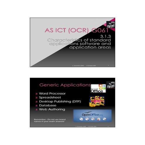 AS ICT (OCR) G061 3.1.3 Characteristics of Standard Applications ...