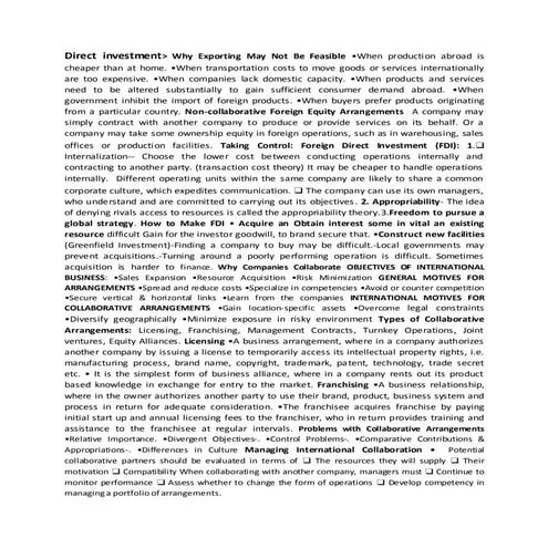 Direct Investment and Collaborative Strategies | PPT