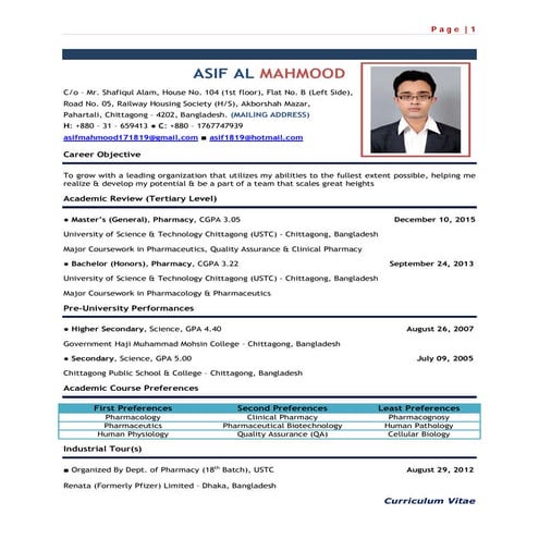 Asif Al Mahmood CV | PDF