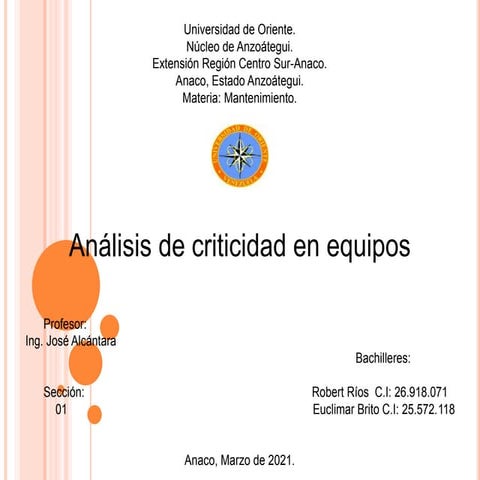 Análisis De Criticidad En Equipos Pptx