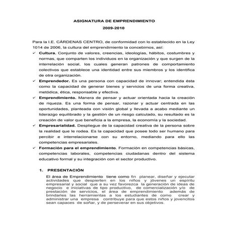 Cartilla de emprendimiento grado octavo | DOCX
