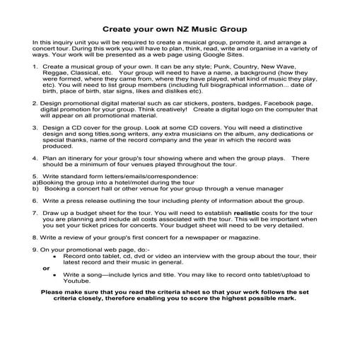 8A Rock Band Project | PDF
