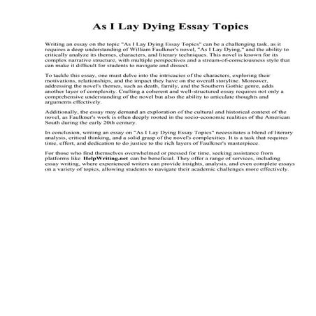 As I Lay Dying Essay Topics.pdf | Fiction | Books and Literature