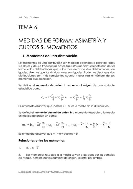 Medidas de Distribución: Asimetrias y Curtosis | PPT
