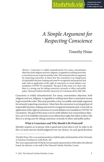 Different Kinds of Conscience | PPTX