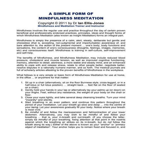 A SIMPLE FORM OF MINDFULNESS MEDITATION | DOC