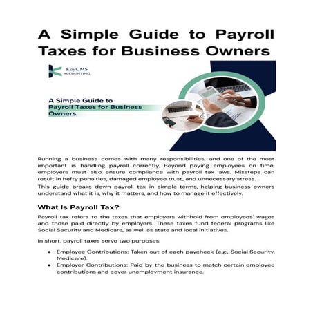 Payroll Taxes Explained: Simple Guide for Business Owners | PDF