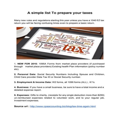 A simple list To prepare your taxes | PDF