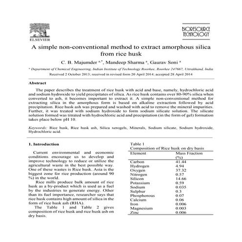 A simple nonconventional method to extract amorphous silica from rice ...