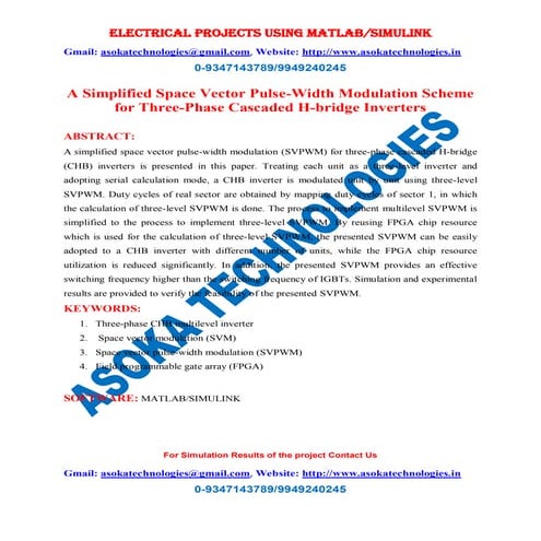 A Simplified Space Vector Pulse Width Modulation Scheme For Three Phase Cascaded H Bridge 3917