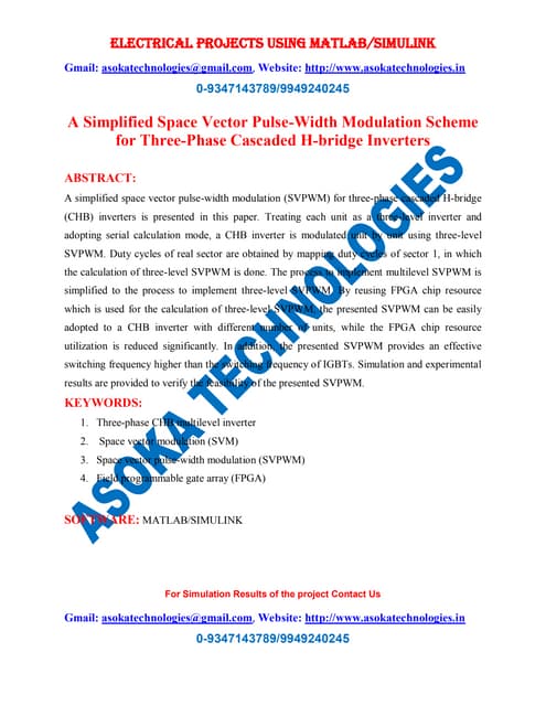 A Simplified Space Vector Pulse Width Modulation Scheme For Three Phase Cascaded H Bridge 3917