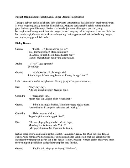 Contoh naskah drama 5 orang | DOCX