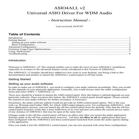Asio4 All V2 Instruction Manual | PDF