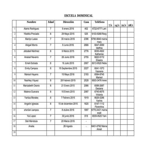 Asistencia En Blanco Escuela Dominical 60 Ideas De Clases En 2025