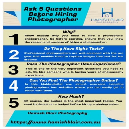 Ask 5 Questions Before Hiring Photographer - Infographic | PDF