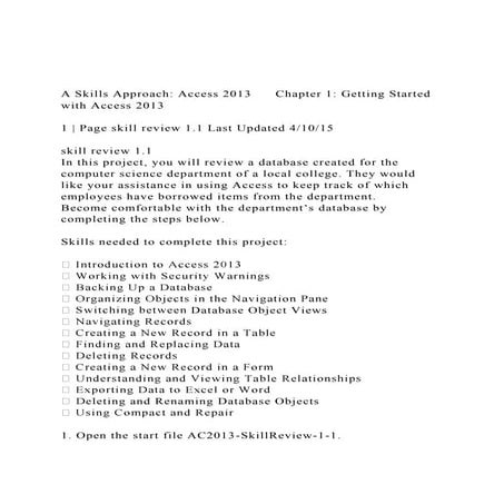 A Skills Approach Access 2013 Chapter 1 Getting Started.docx