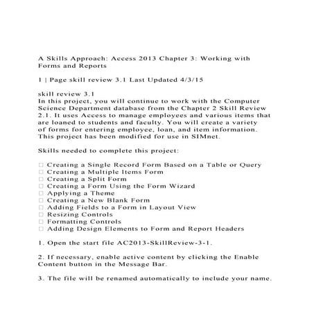 A Skills Approach Access 2013 Chapter 3 Working with Forms a.docx