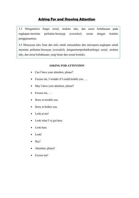 Asking for attention | DOCX