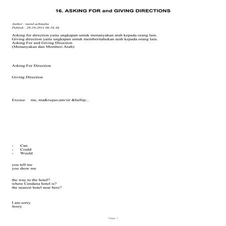 Asking for direction | PDF