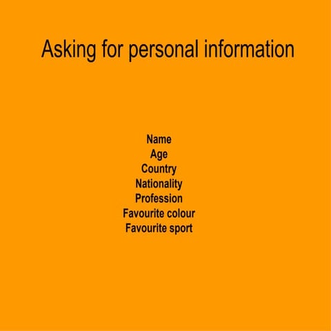 Asking For Personal Information | PPT