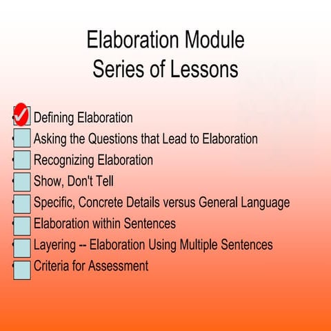 Asking the questions that lead to and recognizing elaboration | PPSX