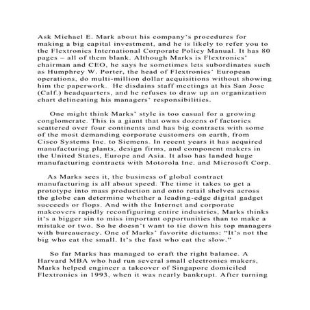 Ask Michael E. Mark about his company’s procedures for making a big .docx