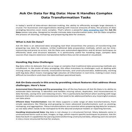 Ask On Data for Big Data How It Handles Complex Data Transformation ...