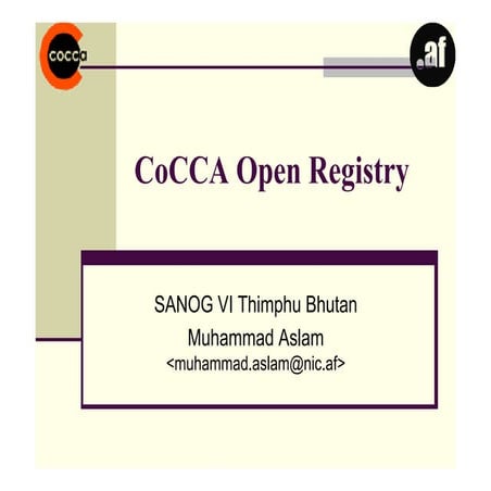 CoCCA OpenReg development, registry software | PDF