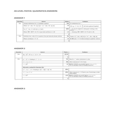 AS LEVEL MATHEMATICS QUADRATICS ANSWERS.pdf