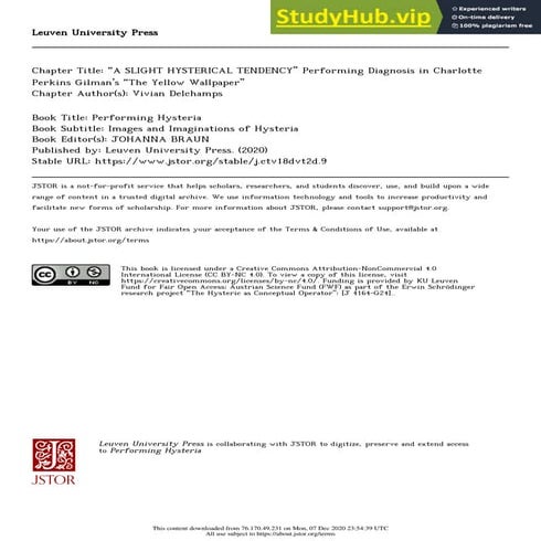 A Slight Hysterical Tendency Performing Diagnosis In Charlotte Perkins ...