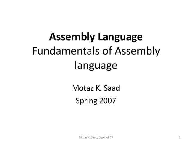 Assembly Language Lecture 2 Ppt Operating Systems Computer Software And Applications