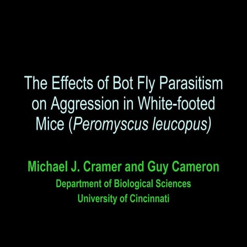 The effects of bot fly parasitism on mate choice in white-footed mice ...
