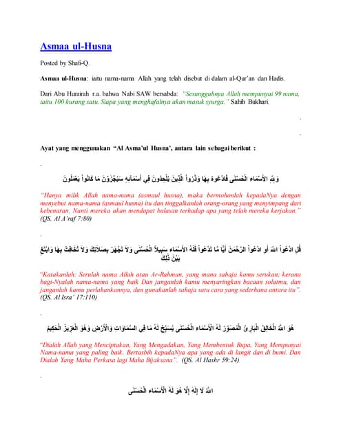 Asmaul Husna (tabel--OK) | PDF