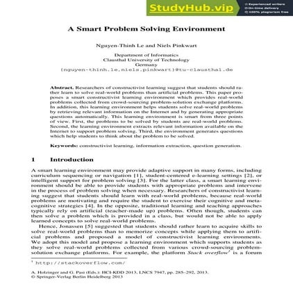 A Smart Problem Solving Environment | PDF
