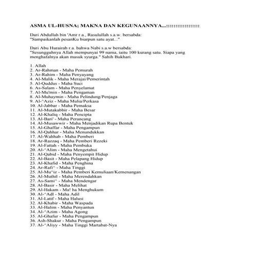Asma ul husna | DOCX