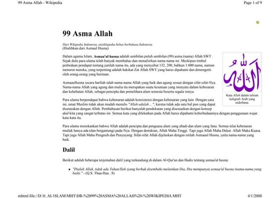 Asmaul Husna (tabel--OK) | PDF