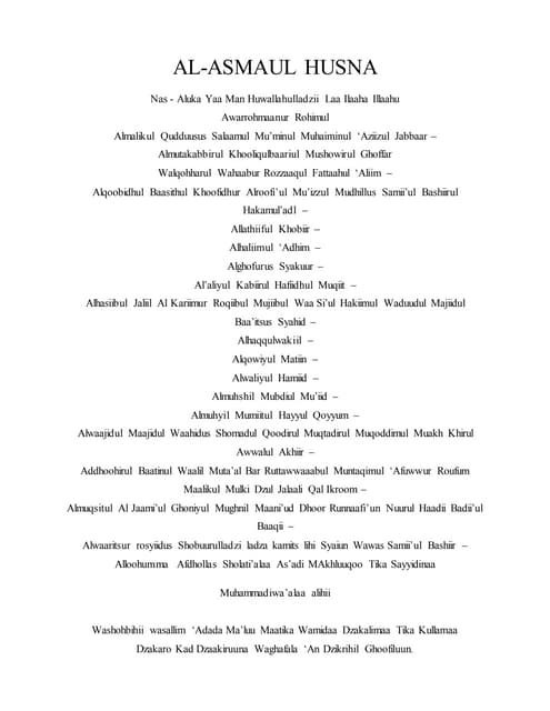 Asmaul Husna (tabel--OK) | PDF