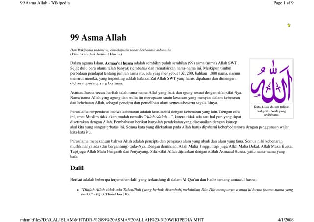 Daftar dan makna asmaul husna | DOCX