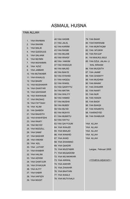 99 asmaul husna | DOC