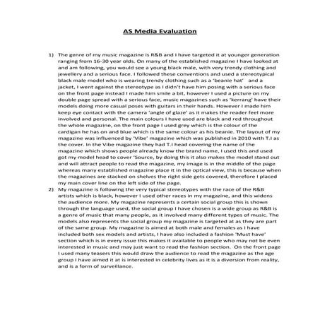 As media evaluation updated | DOCX | Desktop Publishing | Computer ...