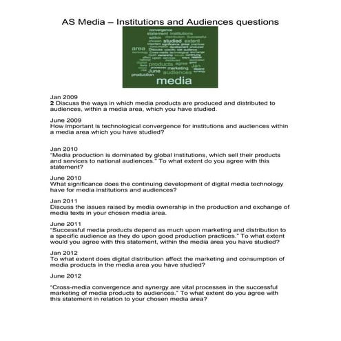 As media – institutions and audiences questions | DOCX