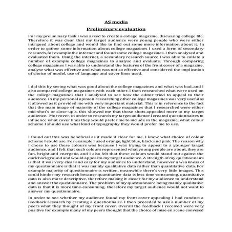 As media preliminary task evaluation final draft | DOCX