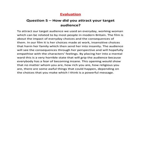 Evaluation Question 5 | PDF
