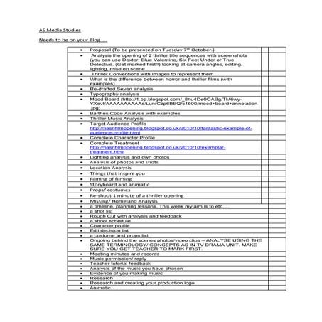 As media studies things to do | DOCX