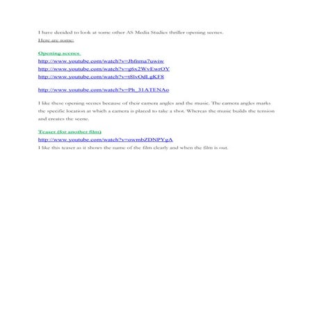 As media studies thriller opening scenes | DOCX