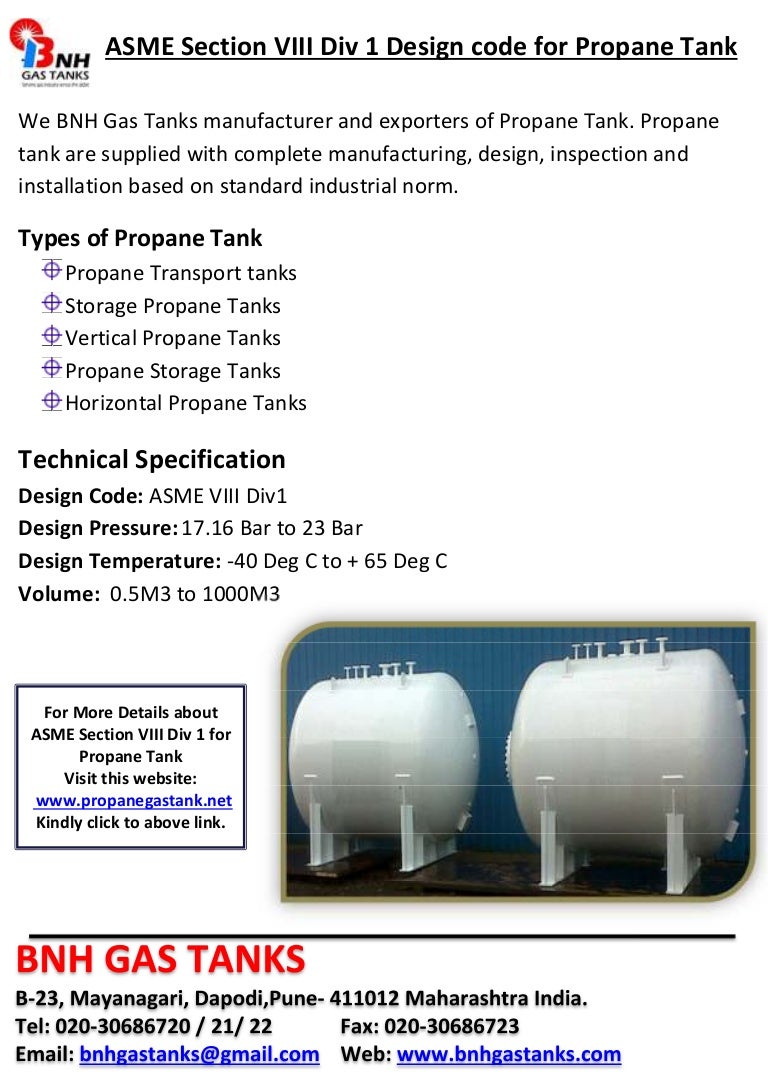 Asme section viii div 1 design code for propane tank