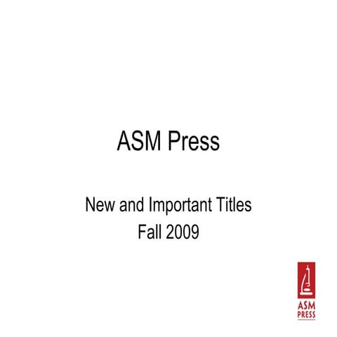 ASM Press New Titles 2009 | PPT