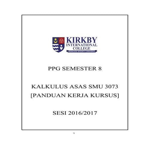 A smu3073 kalkulus sem 8 2017 | PDF