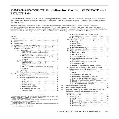 Asnc scct snmmi guideline for cardiac spect-ct and pet-ct | PDF